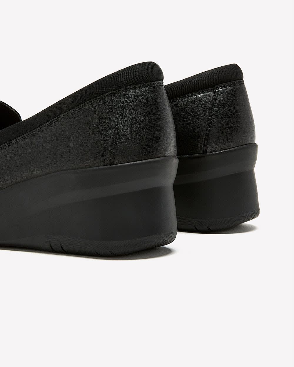 Wide Width, Black Leather Wedge Loafer - Clarks | Penningtons
