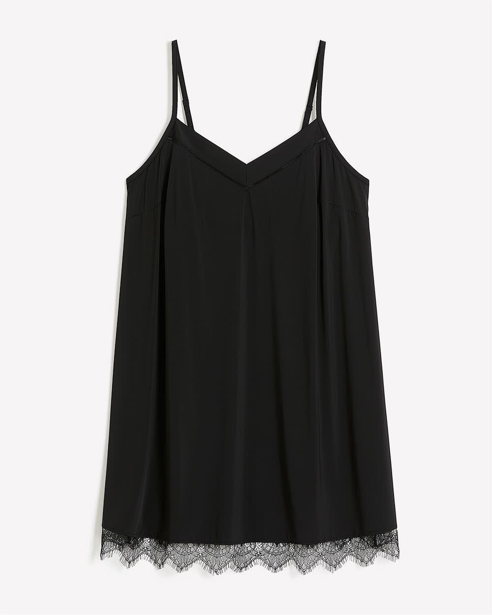 Black Satin Nightgown with Lace Hem - Déesse Collection | Penningtons