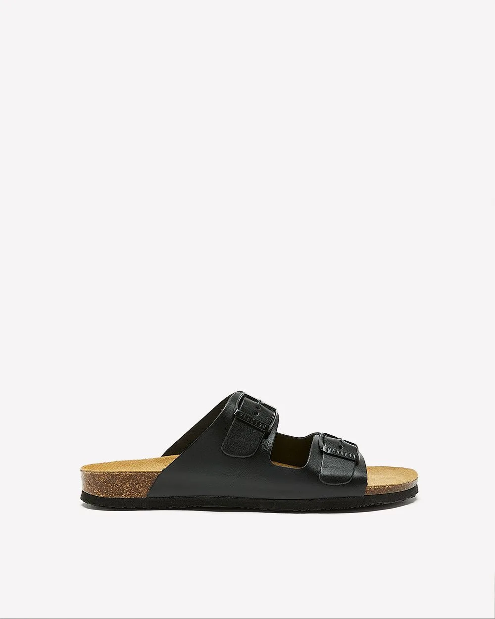 Sandale en cuir noir Jess à double lanière, pied large - Plakton ...