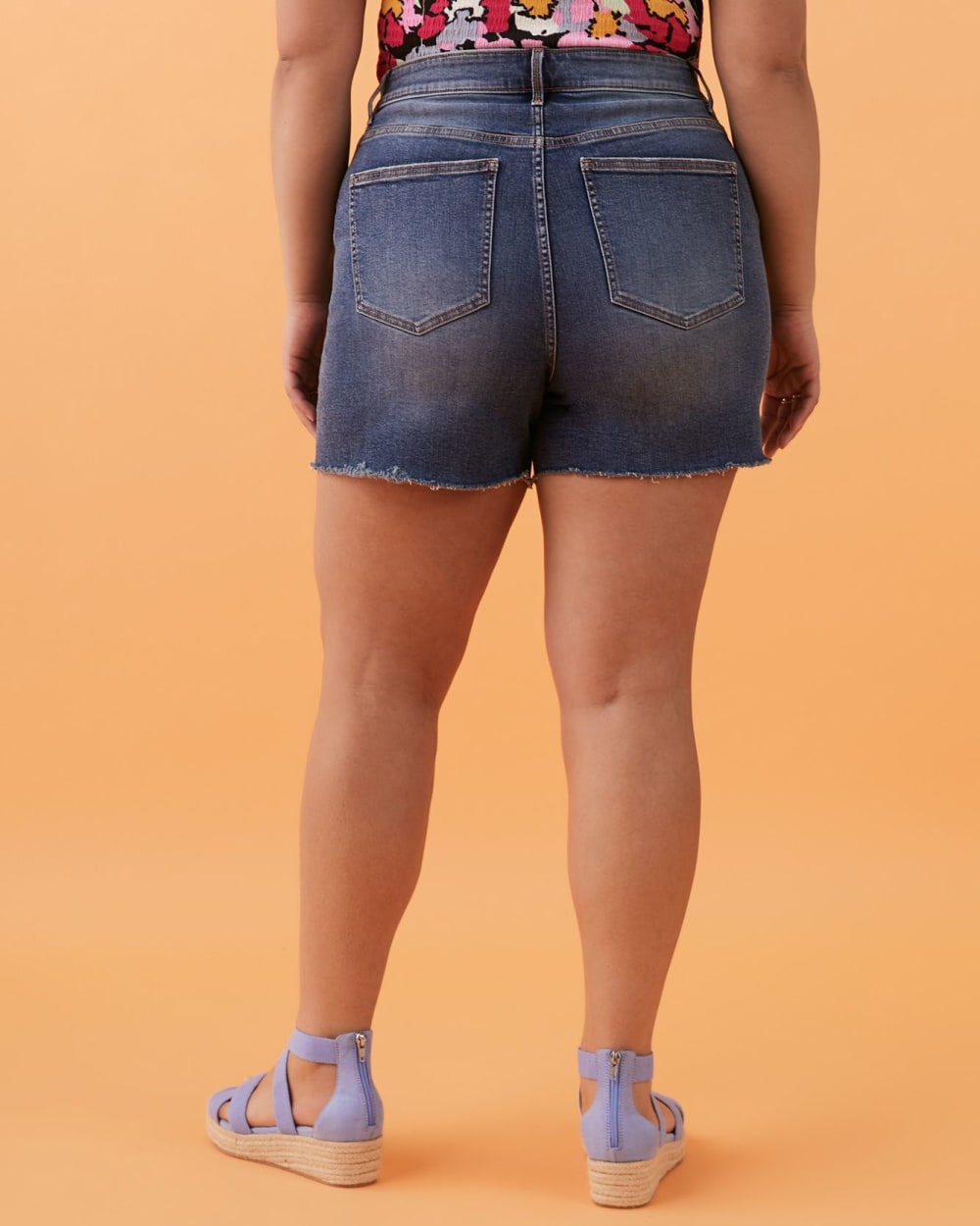 Destructed Denim Short Shorts, Light Wash - Addition Elle | Penningtons