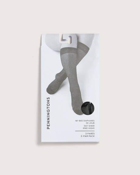 Knee High Nylon Socks, Set of 3 | Penningtons