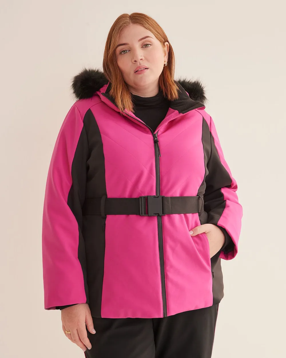Responsible, Pink & Black Quilted Snow Jacket - Active Zone | Penningtons