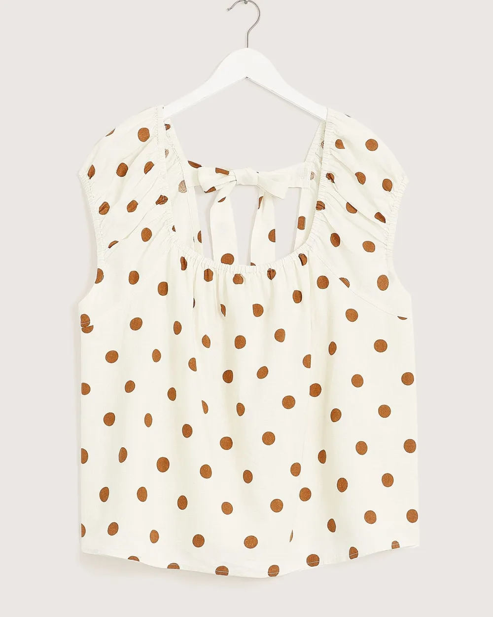 Dotted Linen Blend Blouse with Knotted Back | Penningtons