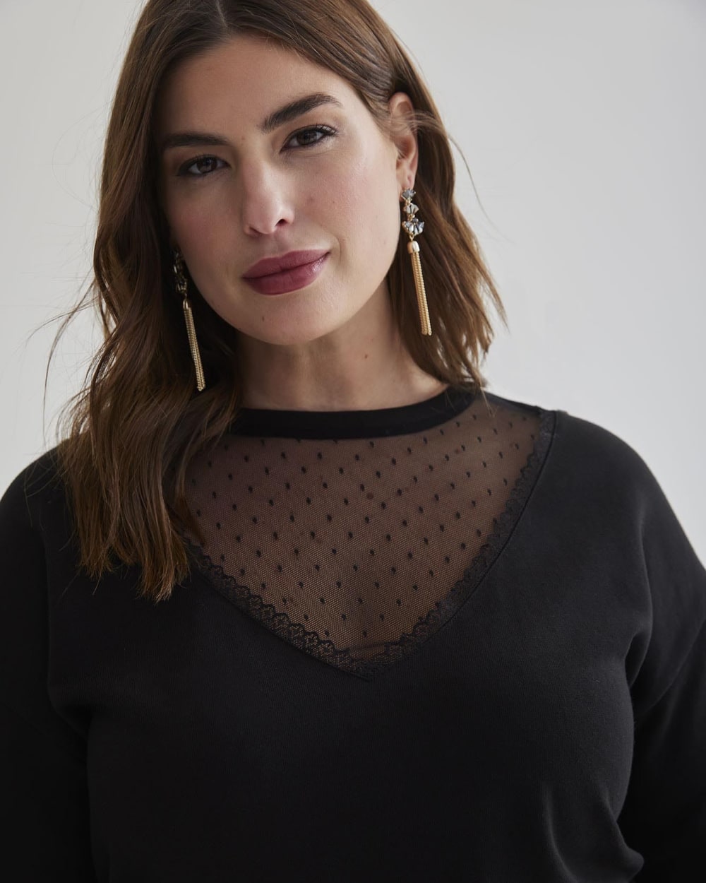 Knit Top with Mesh and Lace Detail - Addition Elle | Penningtons