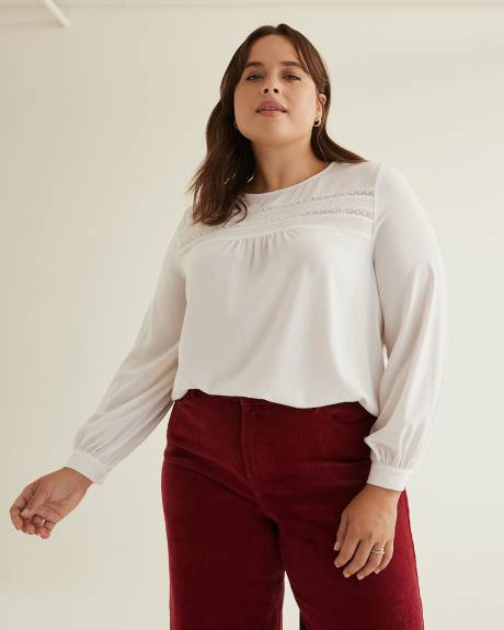 Satin Blouse with Lace Inserts | Penningtons