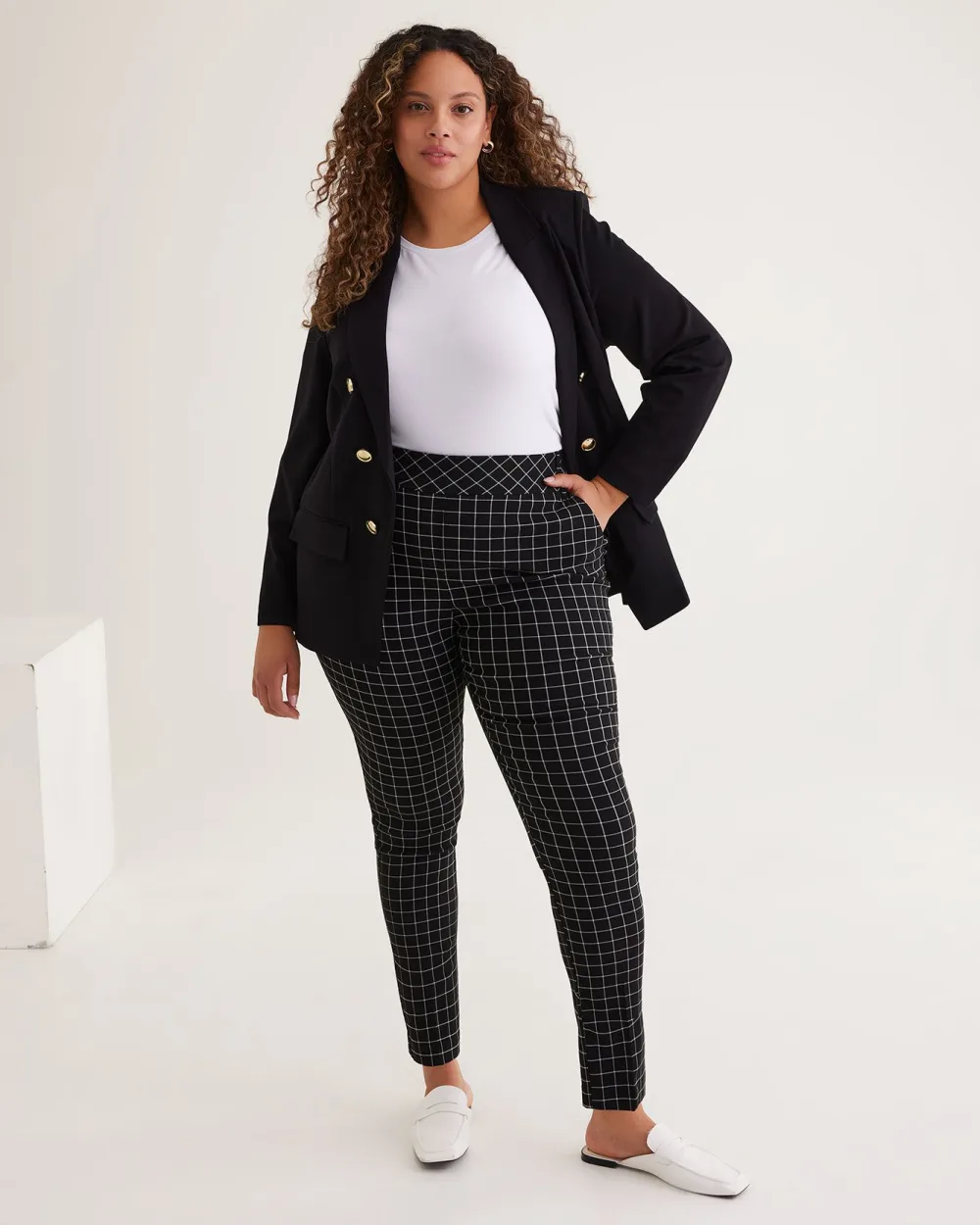 Skinny-Leg Savvy Fit Pant Windowpane Pattern - PENN. Essentials ...
