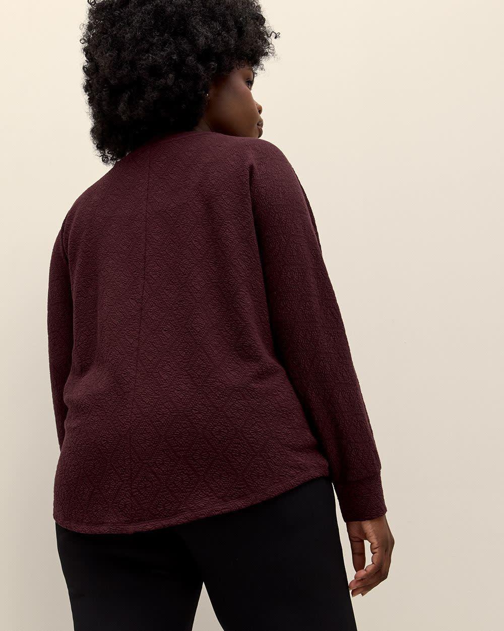Dolman-Sleeve Textured Knit Top with Cuffs | Penningtons