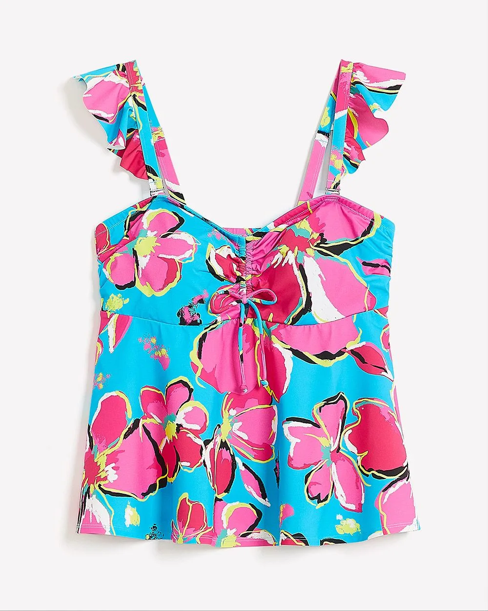Floral Bandeau Tankini Top with Ruffle Straps | Penningtons
