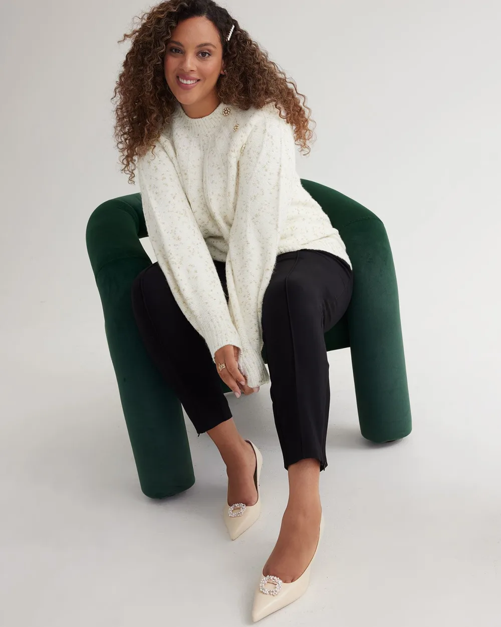 Textured Sweater with Buttoned Neckline | Penningtons