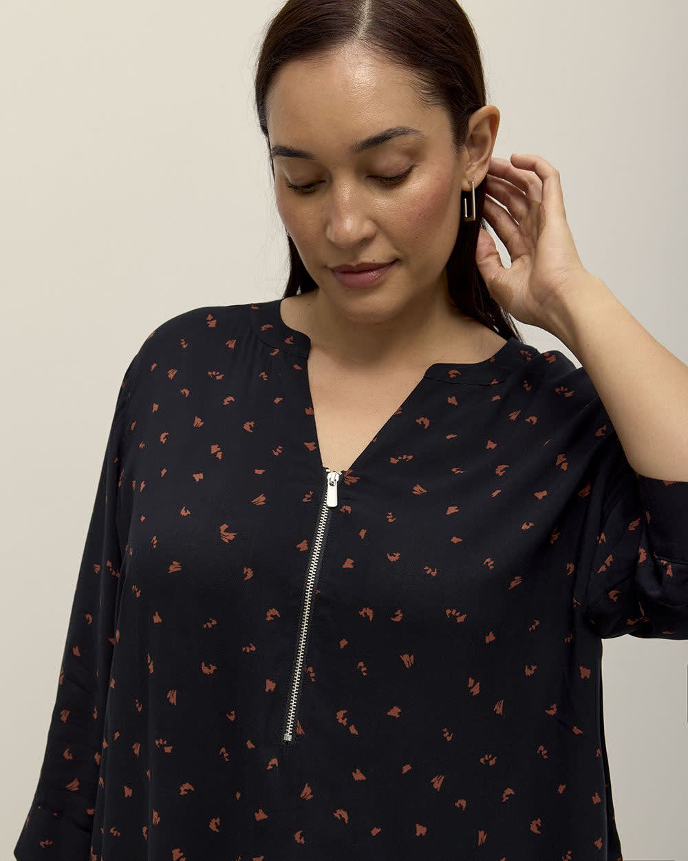 Lightweight Tunic Blouse with Metal Zip | Penningtons