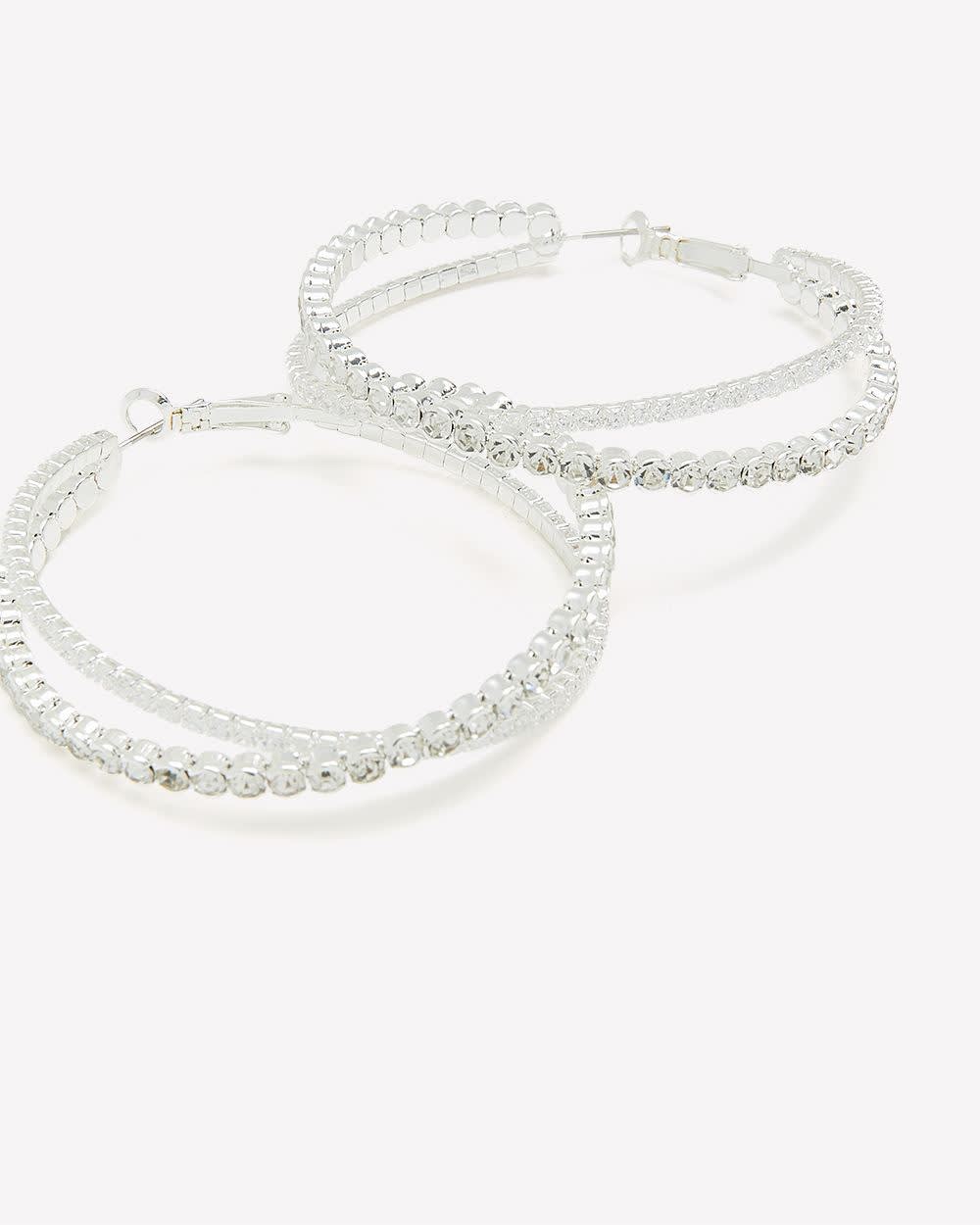 Twisted Medium Hoop Earrings with Rhinestones | Penningtons