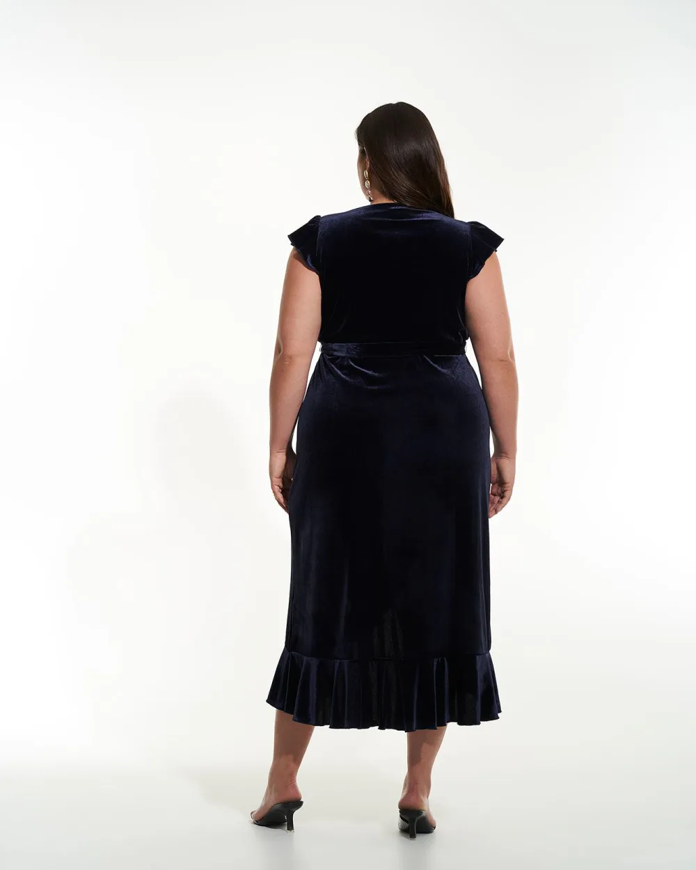 Wrap Velvet Maxi Dress with Tiered Hem - Addition Elle | Penningtons