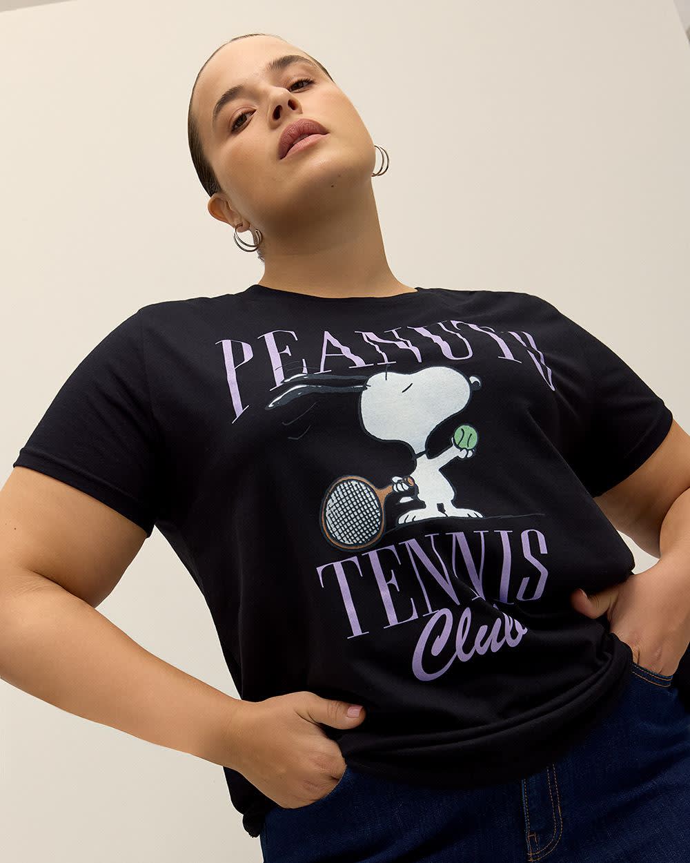 Black License Tee with Peanuts Tennis Club Print | Penningtons