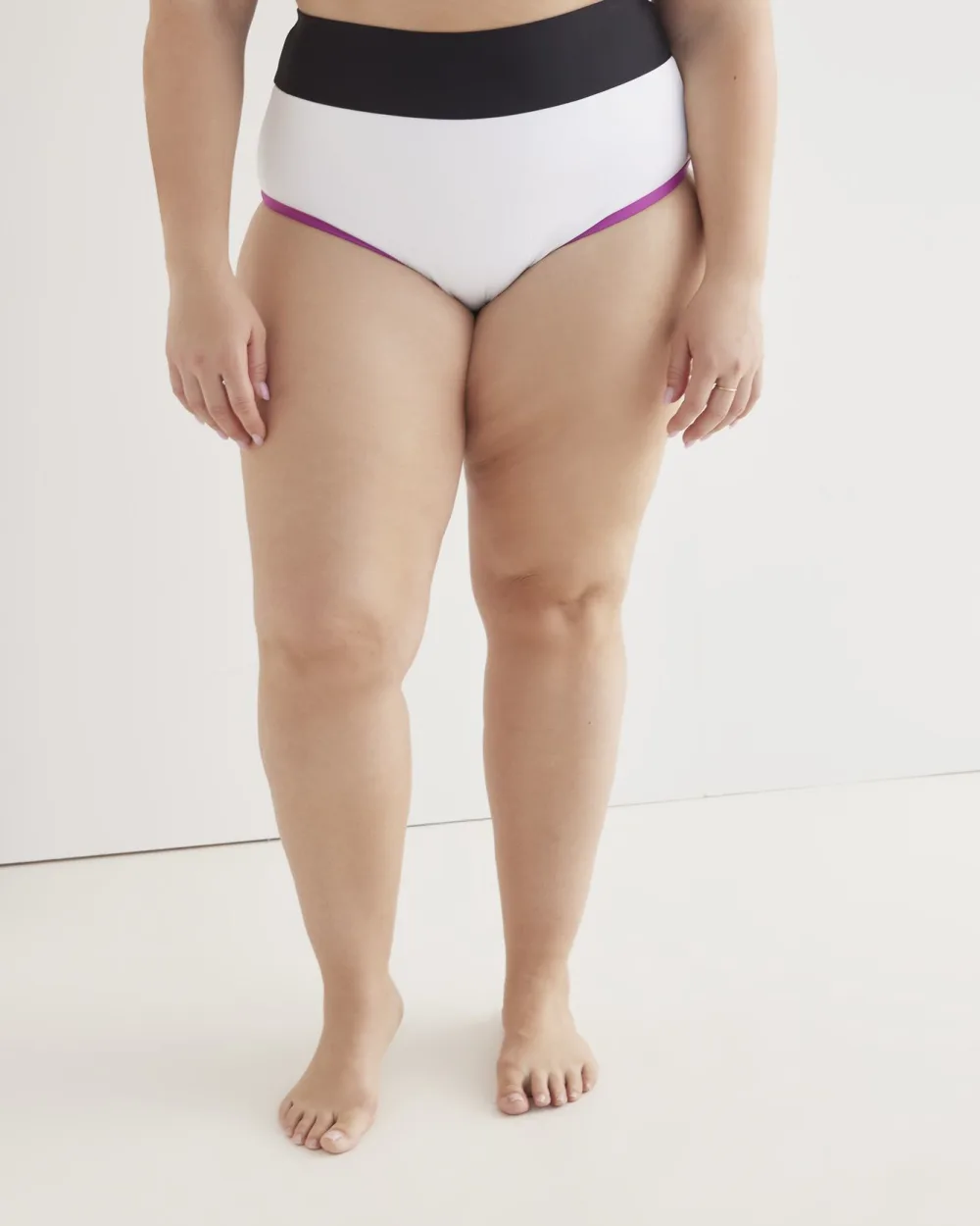 Culotte de maillot côtelée taille haute blanche avec blocs de couleurs - Active Zone | Penningtons