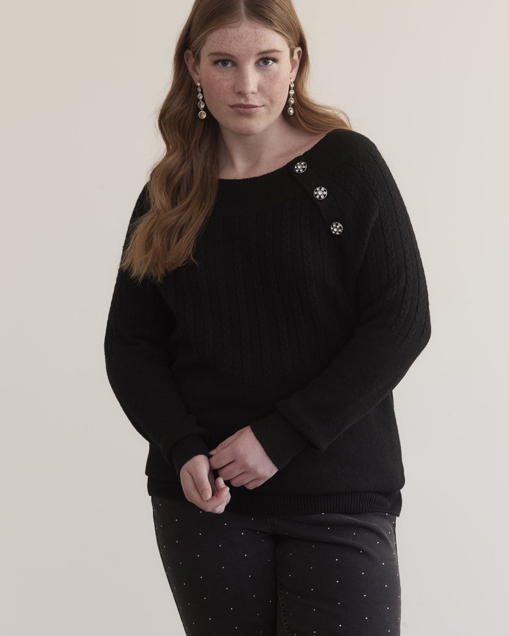 Pull à encolure bateau avec boutons bijoux | Penningtons