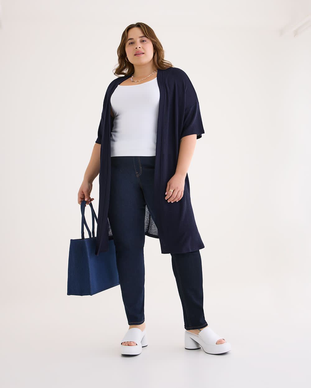Long Blue Cardigan with Kimono Sleeves | Penningtons