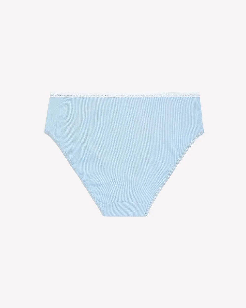 Solid Ribbed Cotton High-Cut Brief with Lace - ti Voglio | Penningtons