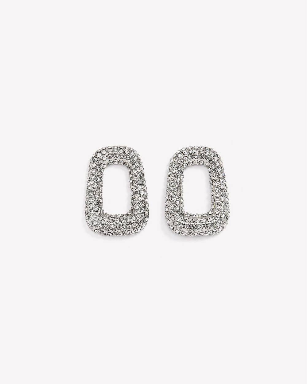 Chunky Square Earrings with Rhinestones | Penningtons