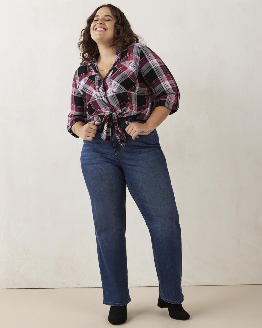 Plaid Shirt with High-Low Hem | Penningtons