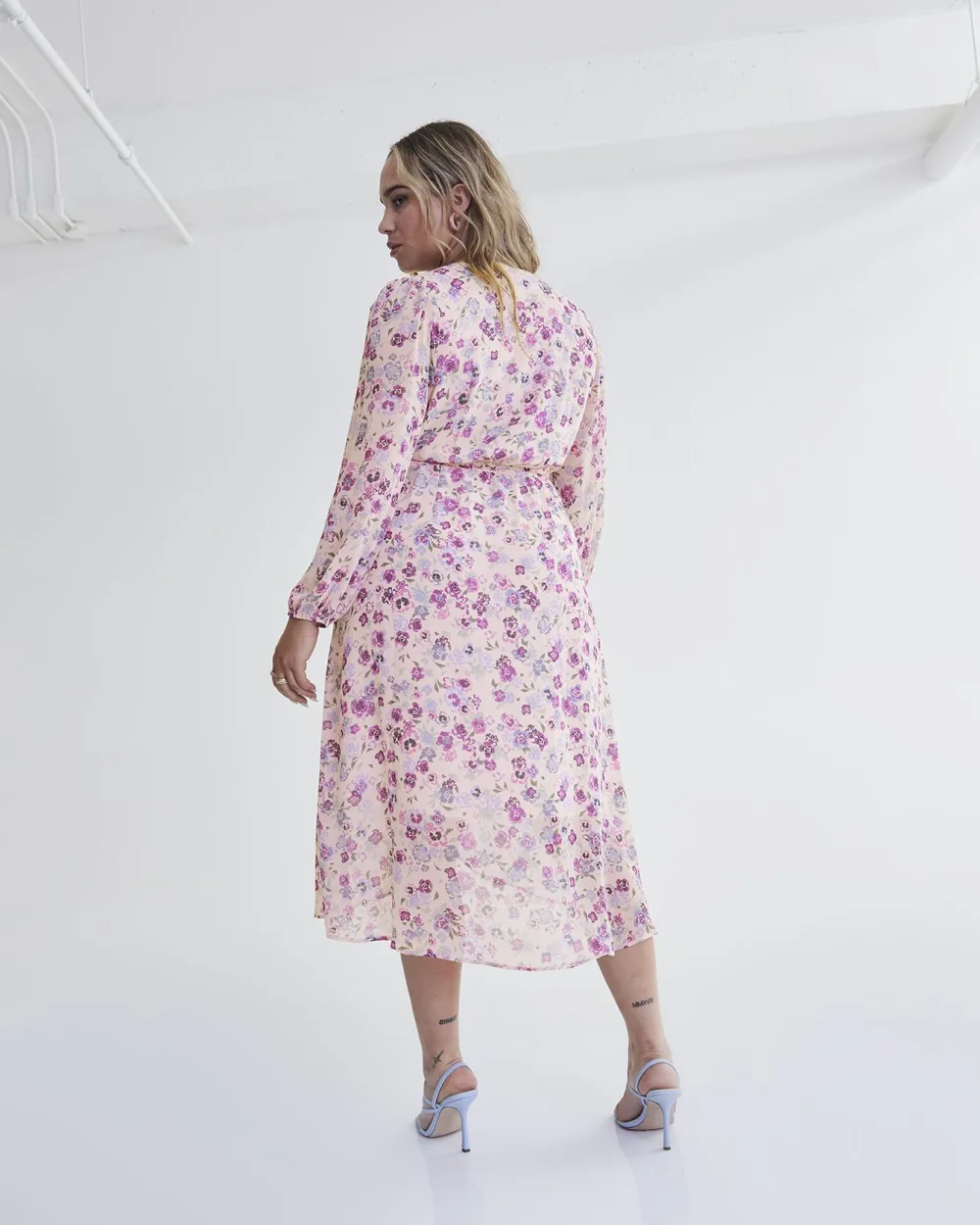 Floral Georgette Midi Wrap Dress - Addition Elle | Penningtons