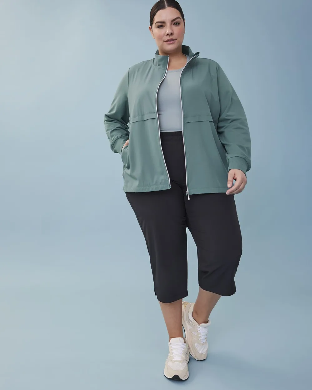 Long-Sleeve Mock-Neck Zipped Jacket - Active Zone | Penningtons