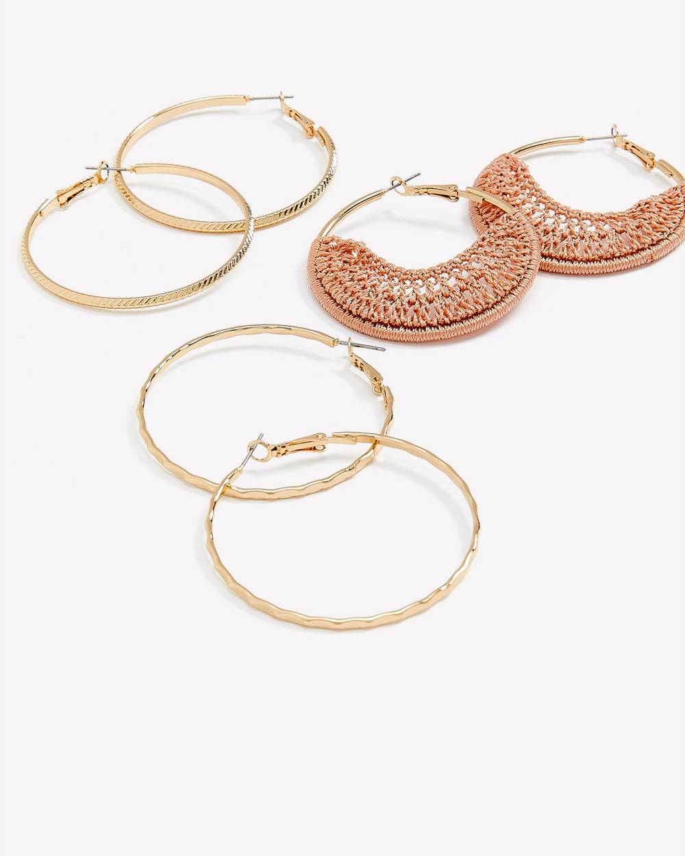 Assorted Medium Crocheted Hoop Earring, Set of 3 | Penningtons