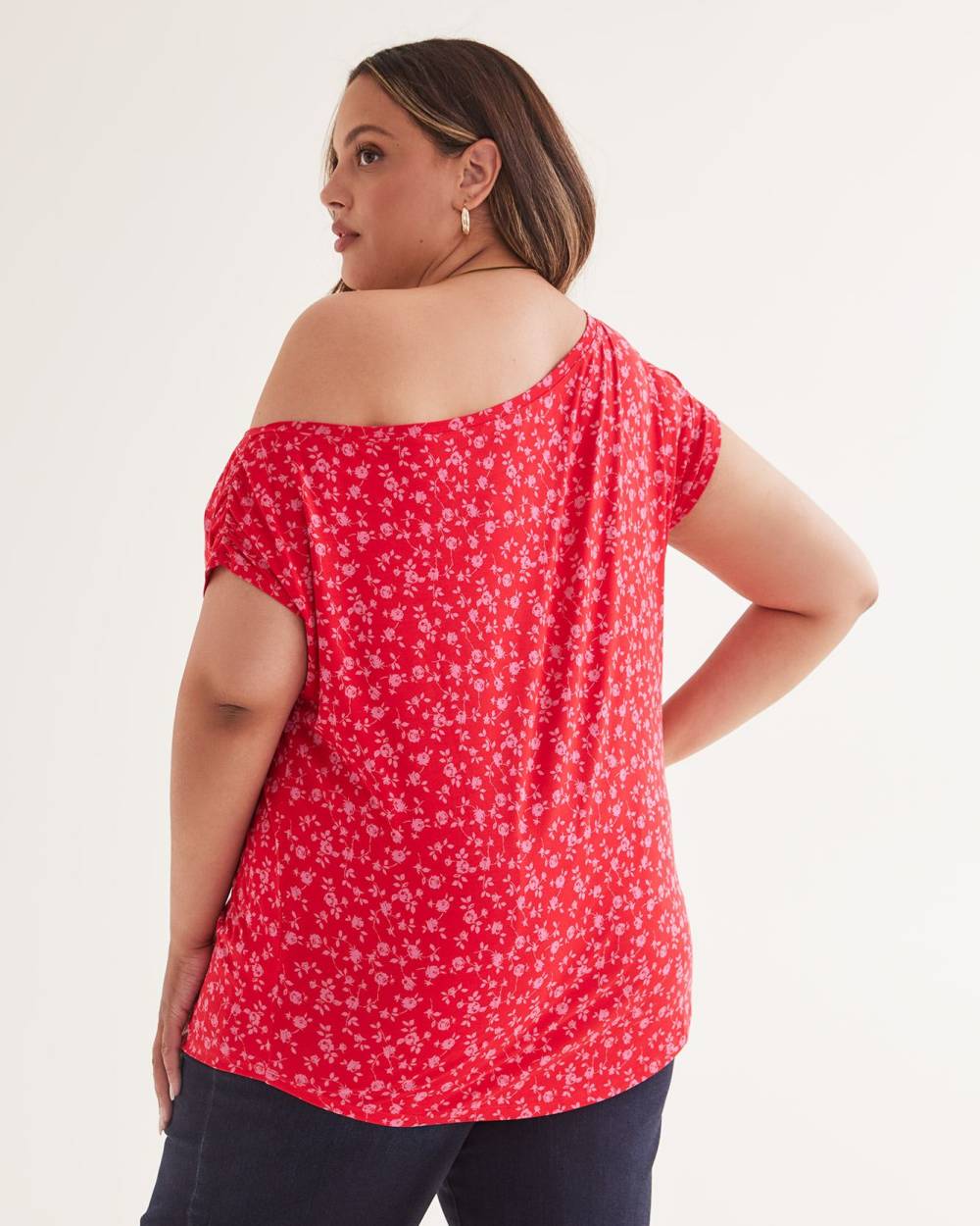 Responsible, Floral Asymmetrical Off-Shoulder Knit Top | Penningtons