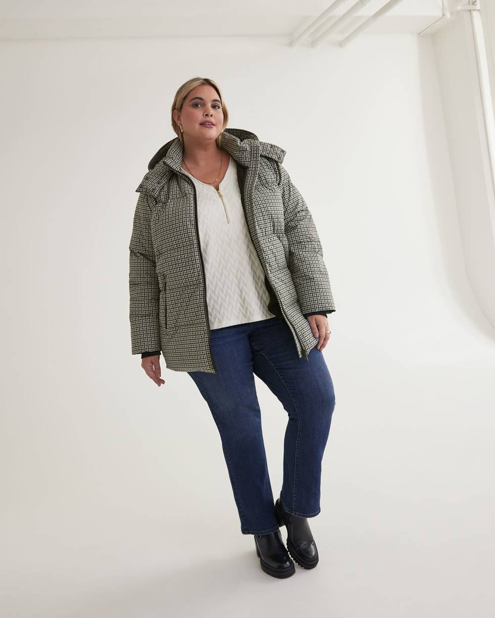 Stretch Puffer Jacket with Removable Hood | Penningtons