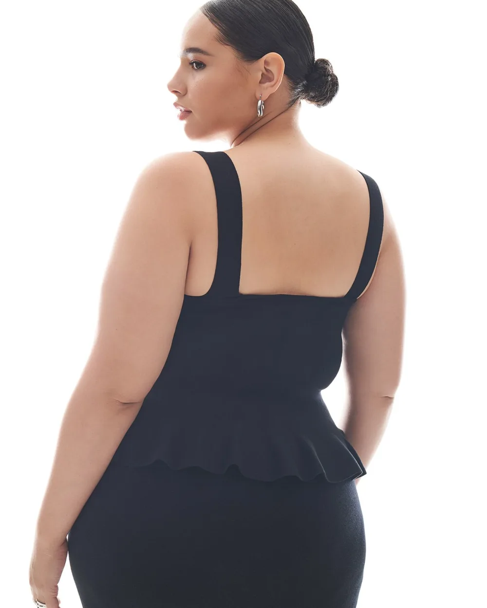 Black Peplum Compression Sweater Tank - Addition Elle | Penningtons