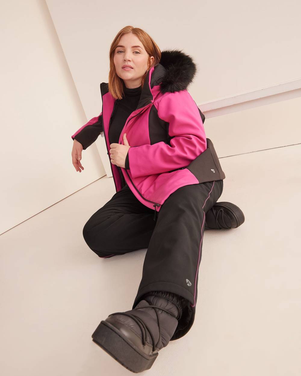 Responsible, Pink & Black Quilted Snow Jacket - Active Zone | Penningtons
