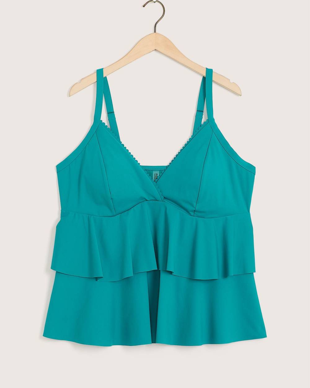 Solid Ruffled Tankini Top | Penningtons