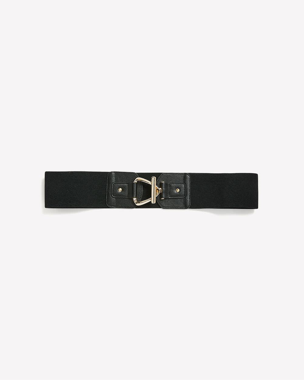 Wide Black Elastic Belt with Triangle Toggle Buckle | Penningtons