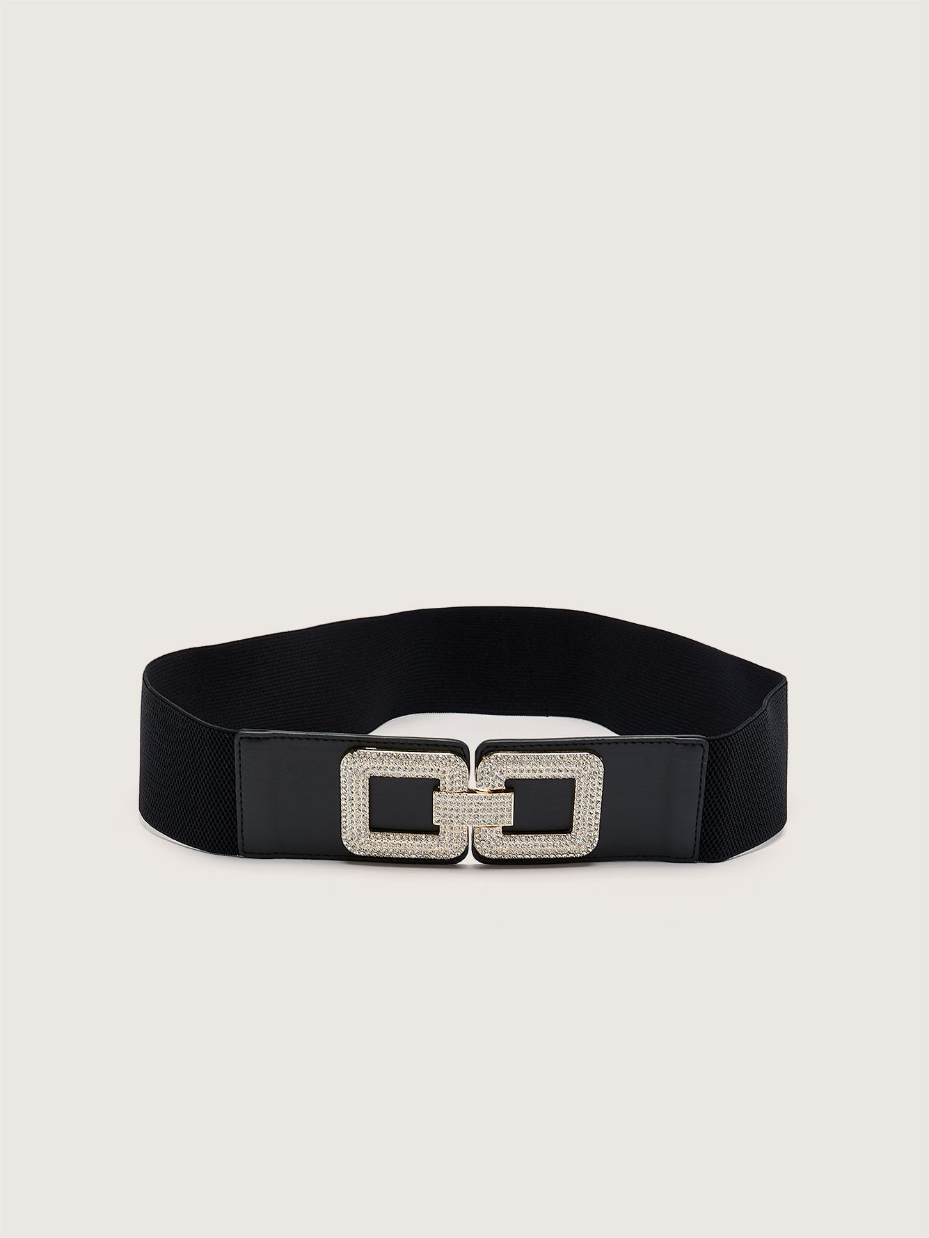 Fancy Elastic Belt with Square Rhinestone Buckle | Penningtons