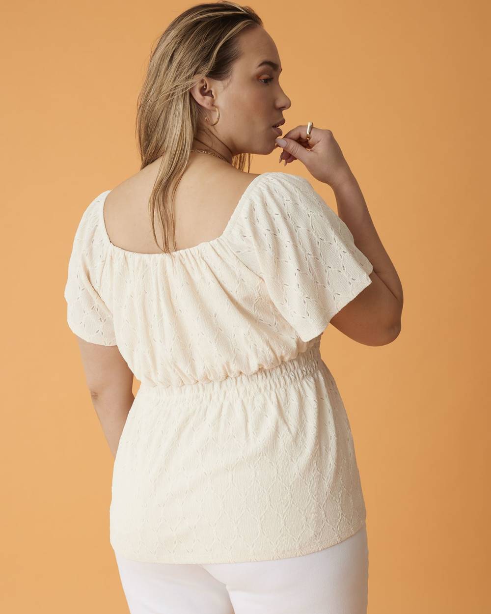 Flutter-Sleeve Lace Top - Addition Elle | Penningtons