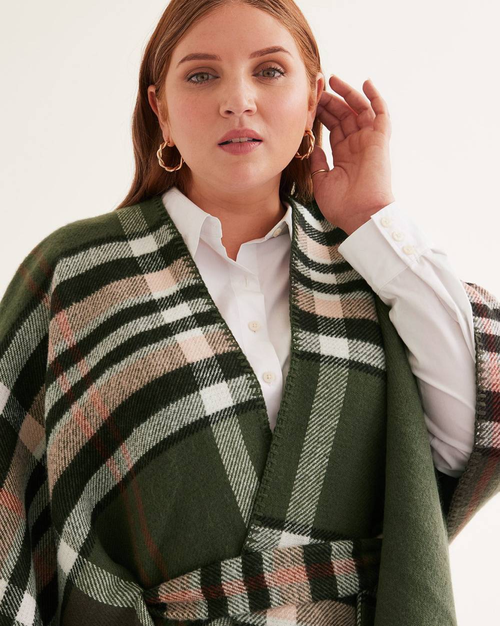 Belted Plaid Cape | Penningtons