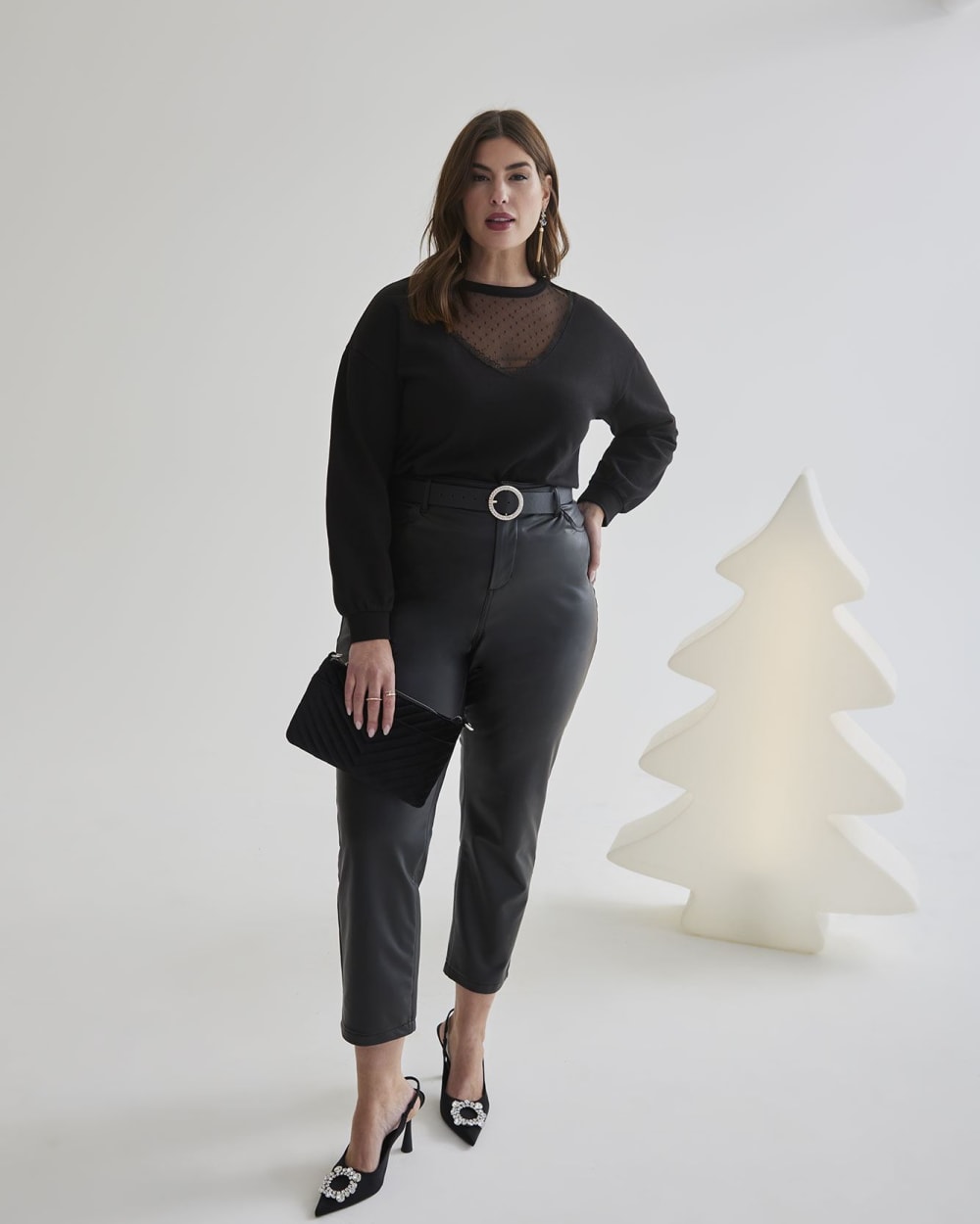 Knit Top with Mesh and Lace Detail - Addition Elle | Penningtons