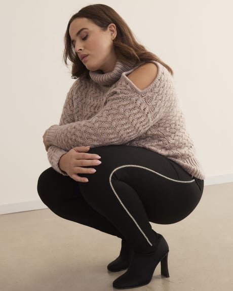 Ponte de Roma Legging with Rhinestone Side Seam Band | Penningtons