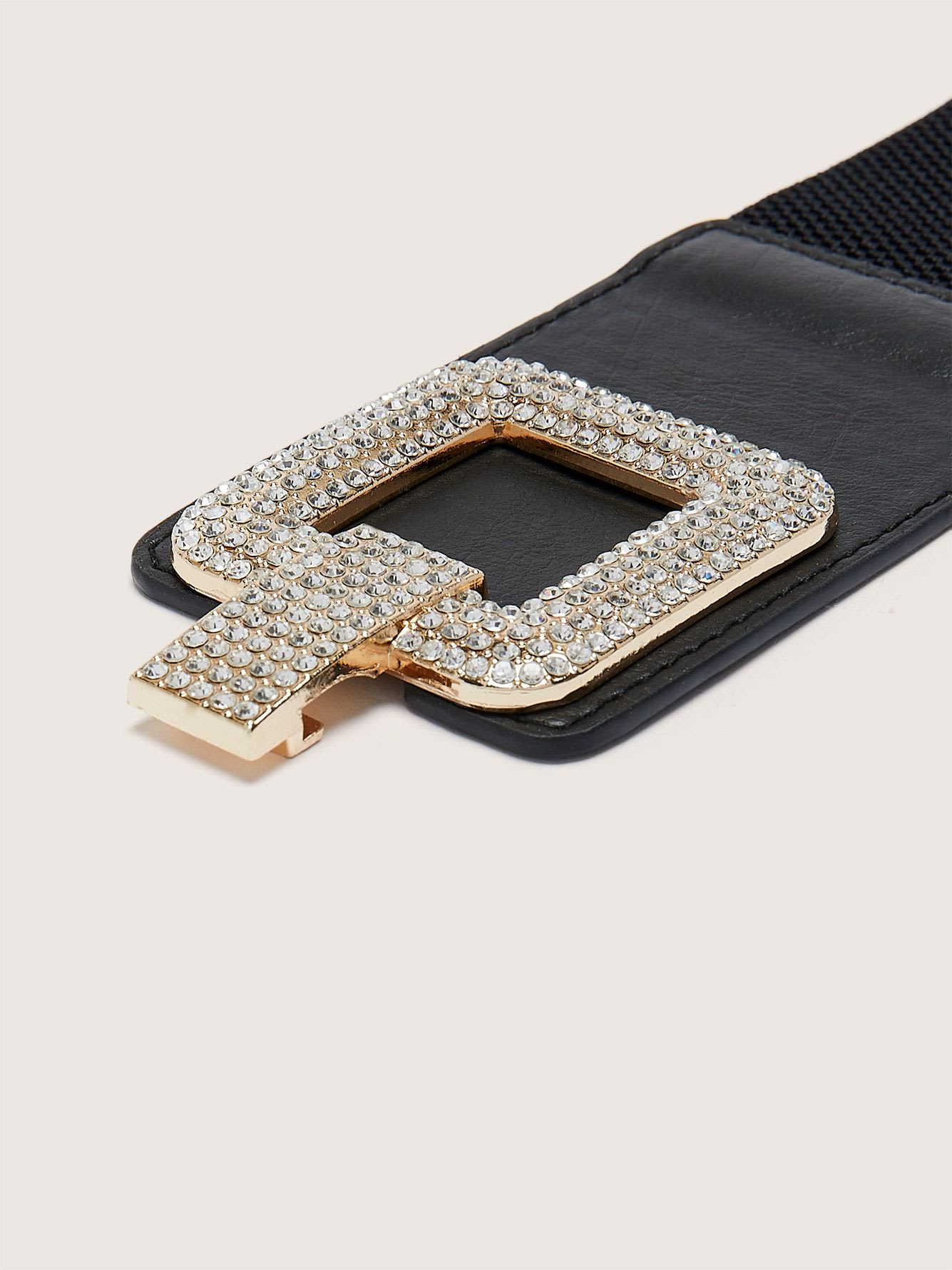Fancy Elastic Belt with Square Rhinestone Buckle | Penningtons
