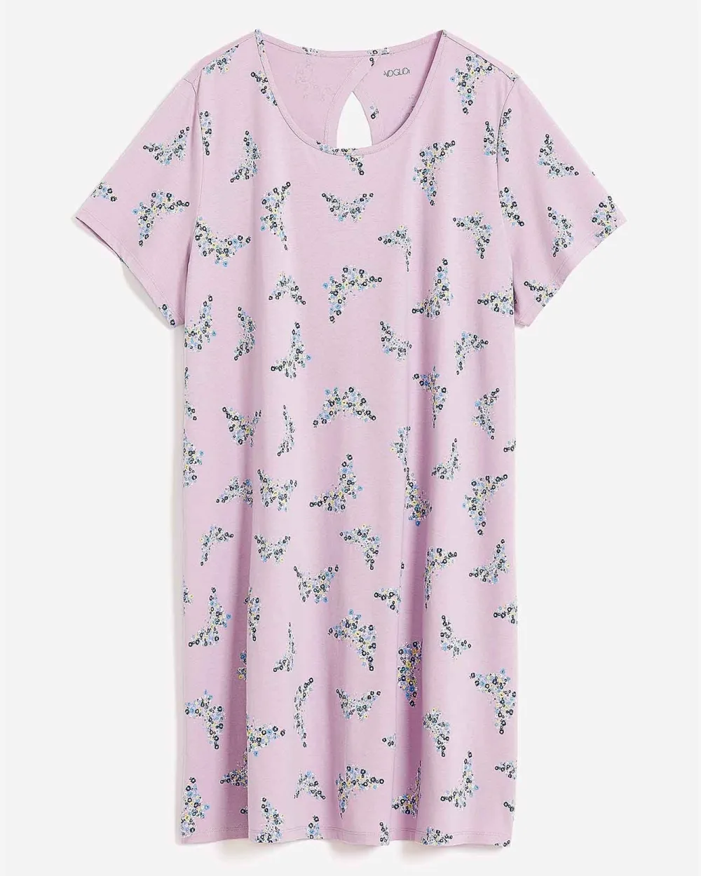 Short Sleepshirt with Placement Butterfly Print - ti Voglio | Penningtons