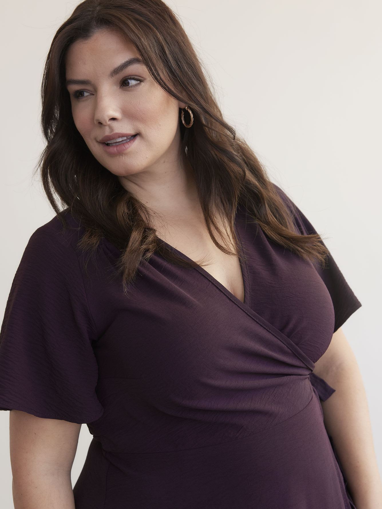 Wrap Neckline Dress with Ruffled Hem | Penningtons