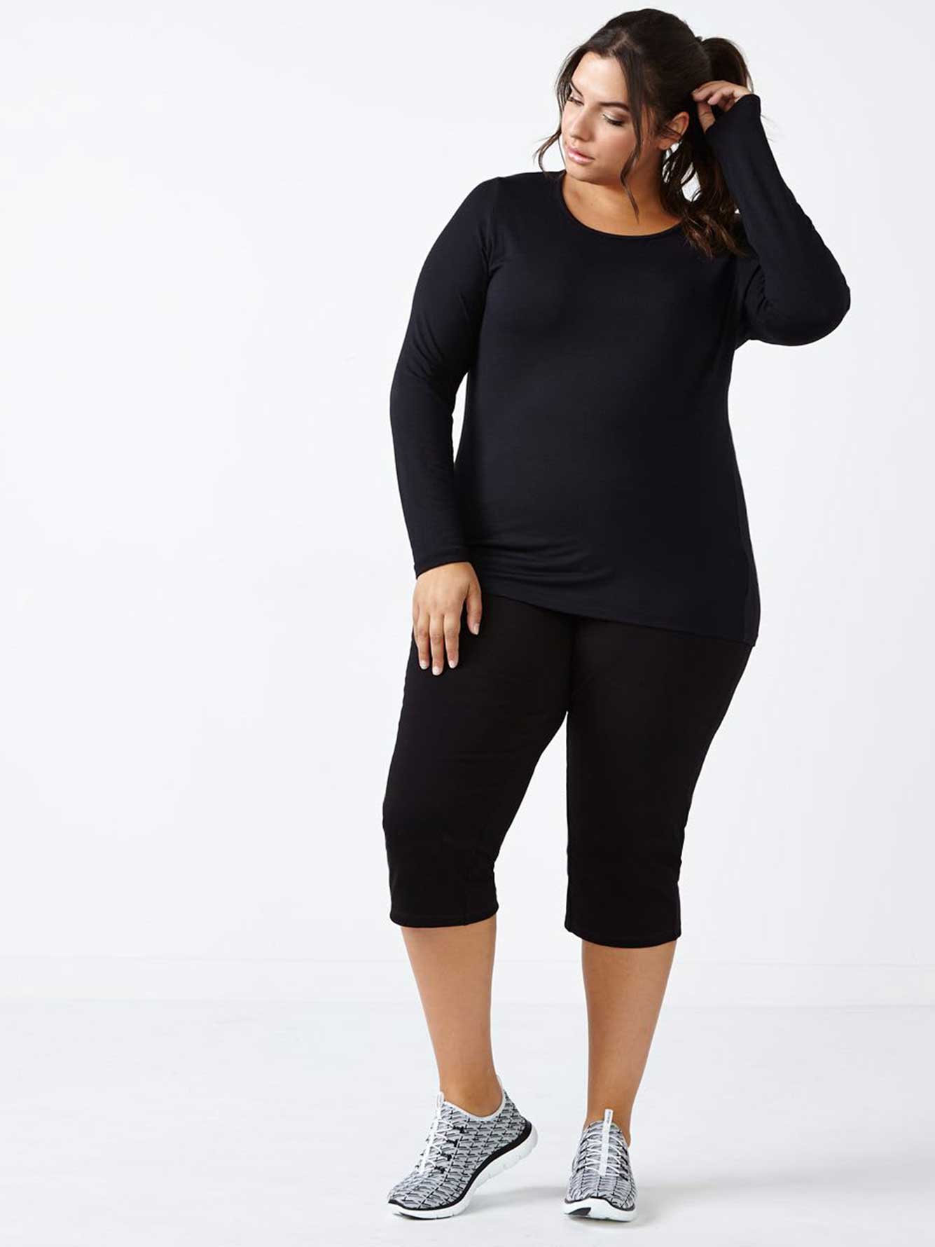 Plus-Size Basic Yoga Capri - ActiveZone | Penningtons Plus-Size Basic Yoga Capri - ActiveZone | Penningtons