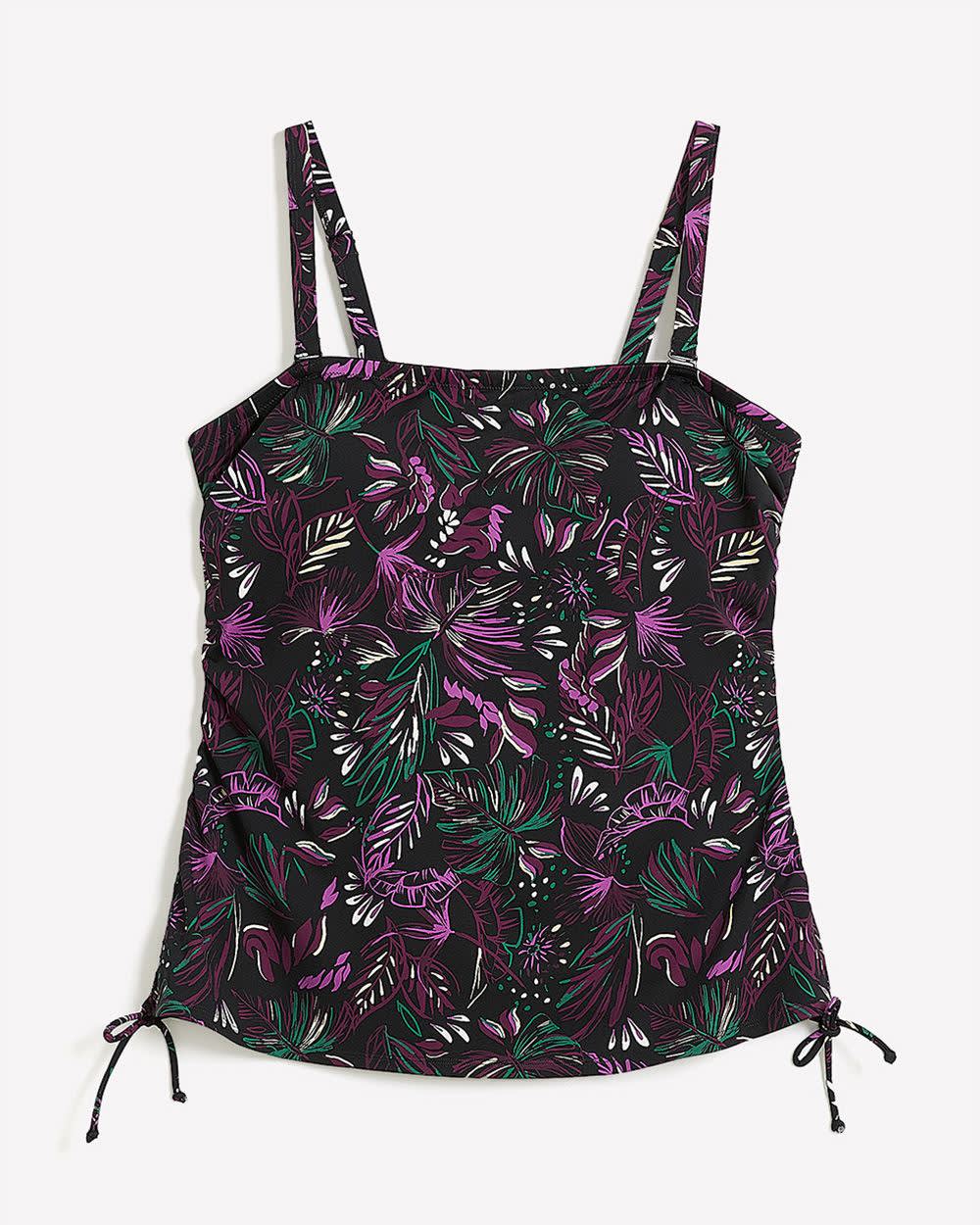 Leaf-Print Rushing Tube Tankini Top | Penningtons