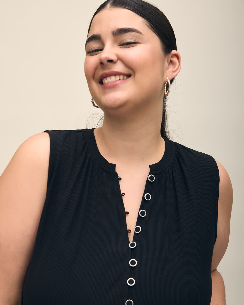 Sleeveless Slit Neck Knit Top | Penningtons