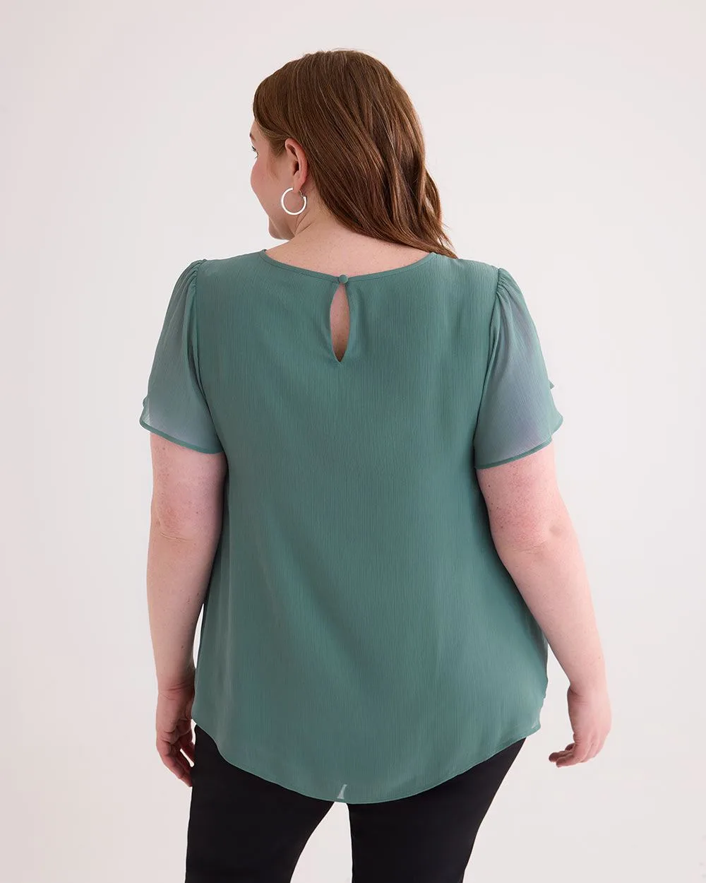 Crew-Neck Blouse with Lace Details | Penningtons