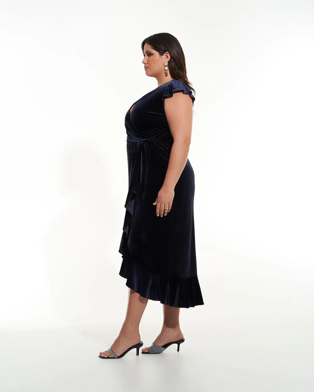 Wrap Velvet Maxi Dress with Tiered Hem - Addition Elle | Penningtons