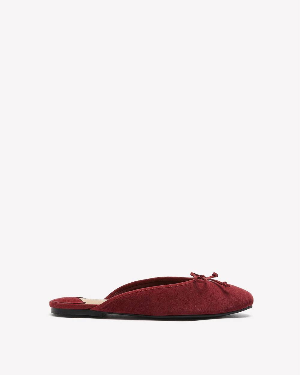 Extra-Wide Width, Leather Ballerina Mule with Bow | Penningtons