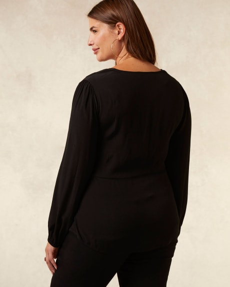 Woven Blouse with Lace Neckline - Addition Elle | Penningtons