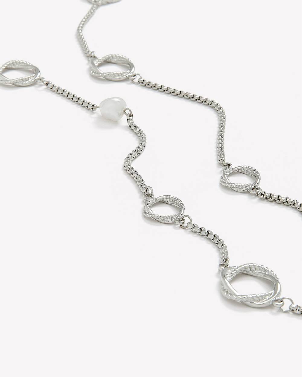 Long Chain Necklace with Pearls and Rings | Penningtons