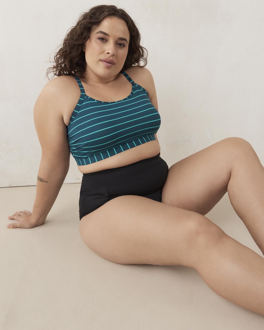 Solid Tankini with Printed Bandeau - Active Zone | Penningtons