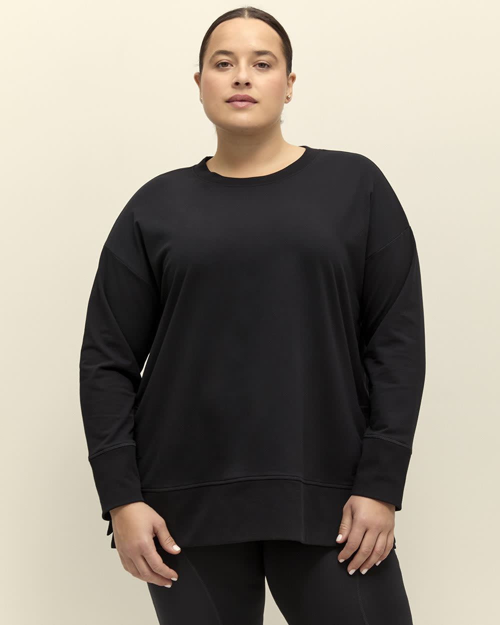 Black French Terry Tunic with High Side Slits - Active Zone | Penningtons